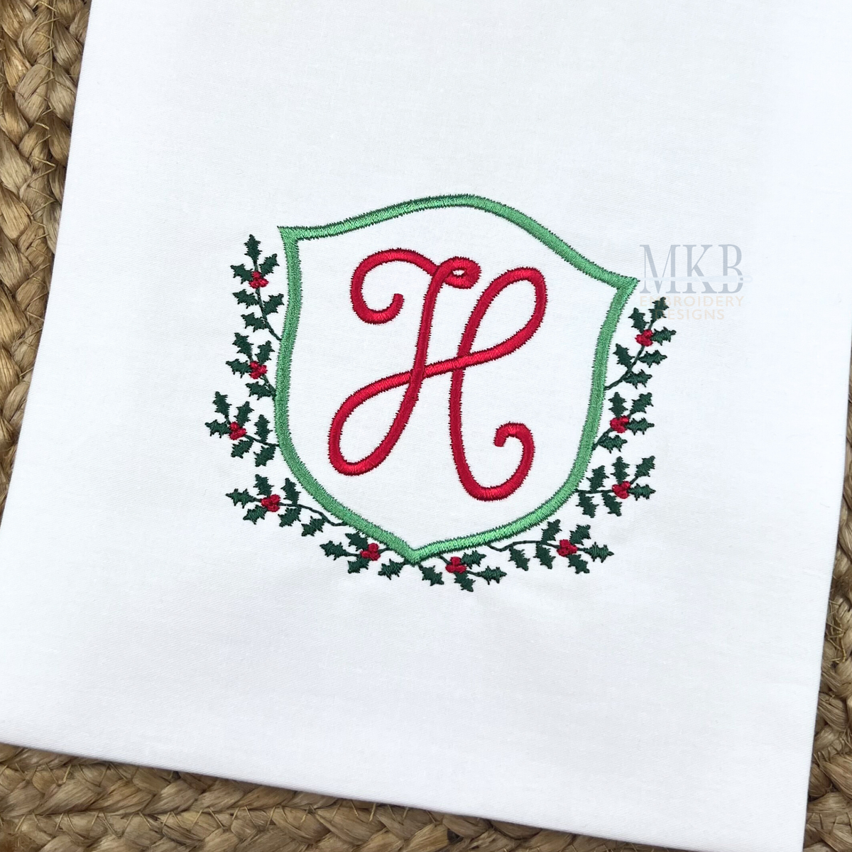 Holly Berry Crest Machine Embroidery Design File – MKB Embroidery Designs