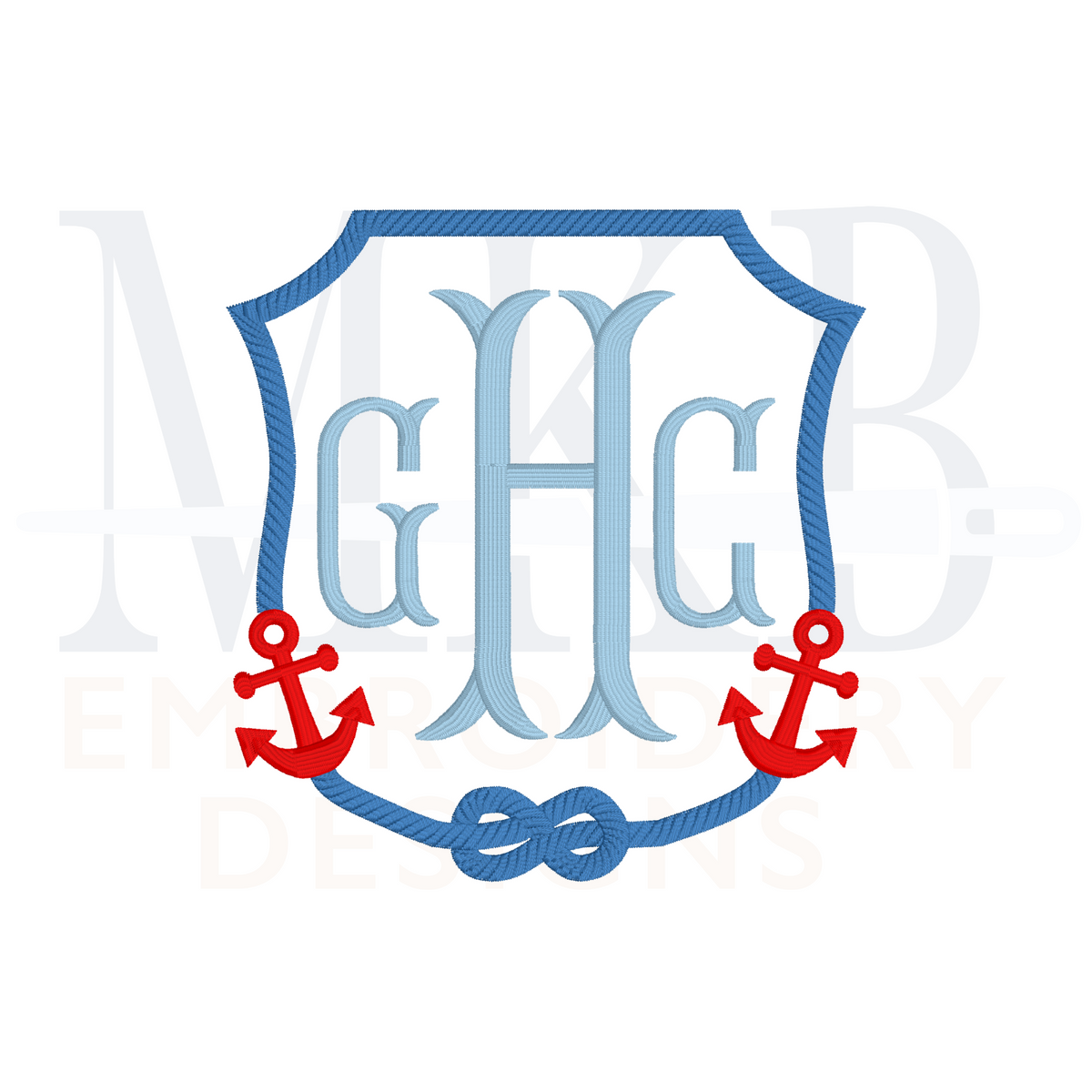Nautical Knot and Anchors Crest Machine Embroidery Design File – MKB Embroidery Designs