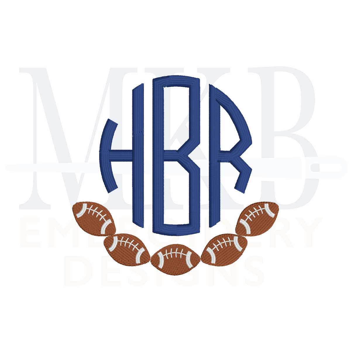 Football Laurel Monogram Frame Machine Embroidery Design File – MKB ...
