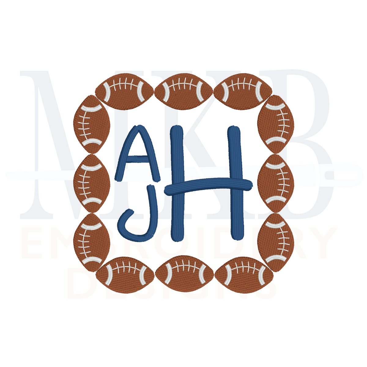 Football Square Monogram Frame Machine Embroidery Design File – MKB ...