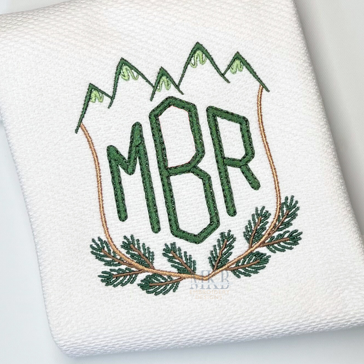 Mountain Pine Branch Crest, Evergreen Machine Embroidery Design File ...