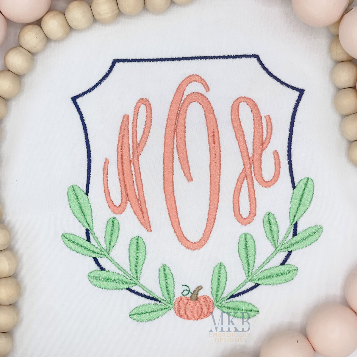 Pumpkin Laurel Crest, Large Cinderella Pumpkin Crest Machine Embroider ...