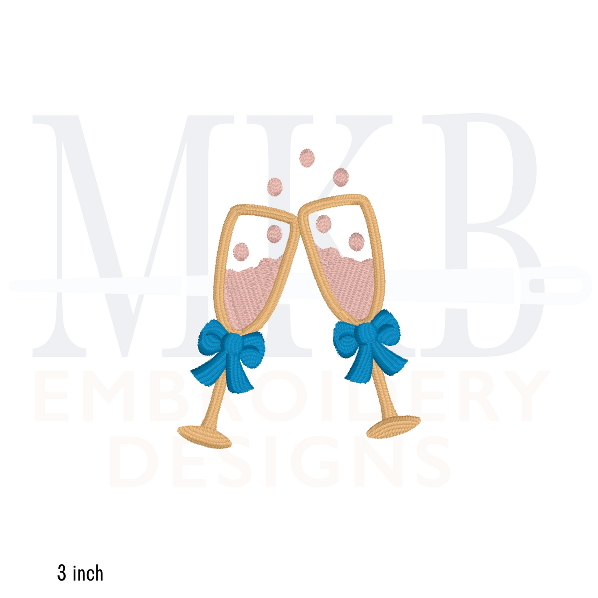 Champagne Glasses Machine Embroidery Design File – MKB Embroidery Designs