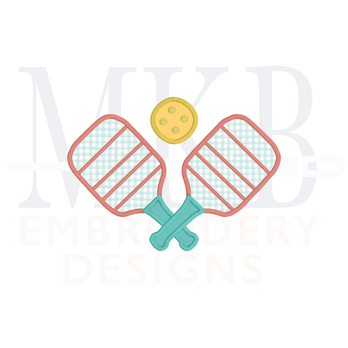 Pickleball Satin Stitch Applique Machine Embroidery Design File – MKB ...