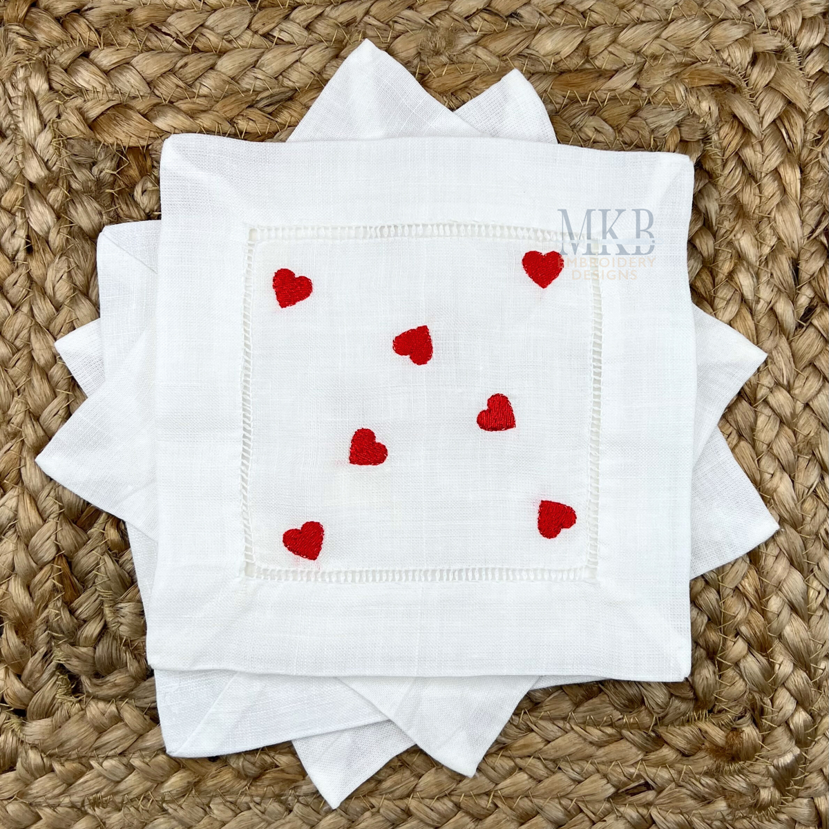 Puff Hearts Arranged for Cocktail Napkins Embroidery Design File – MKB ...